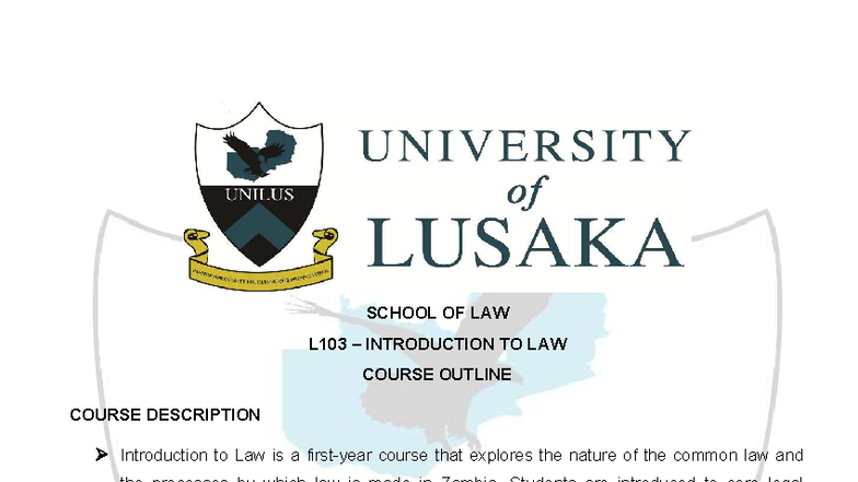 L103 FPD 1 2024 - Introduction to Law Course Outline and Overview - Studocu