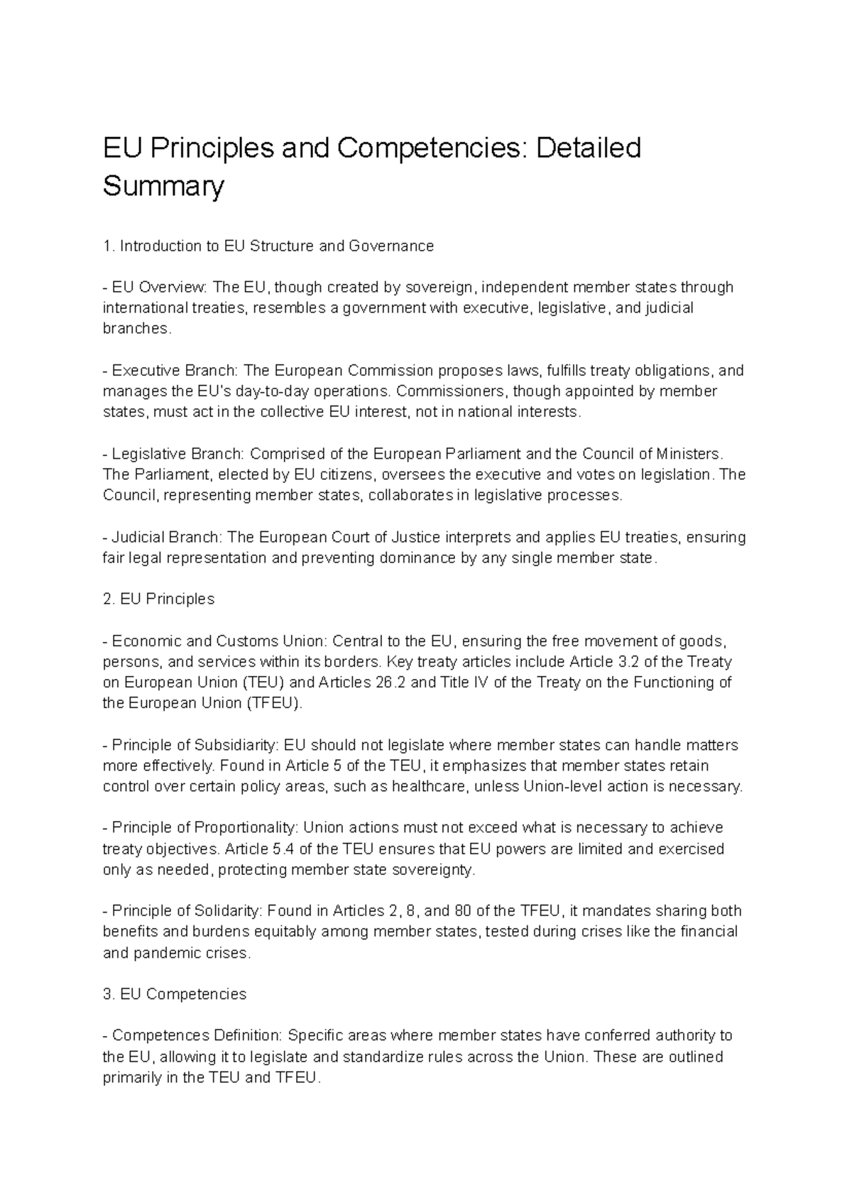 EU Principles and Competencies: Comprehensive Overview for GLB2 Final ...