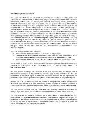 CB Tsatsu Tsikata v Rep - CASE BRIEF Constitutional Law I (FLAW 305) Dora G. A. Inkumsah ...