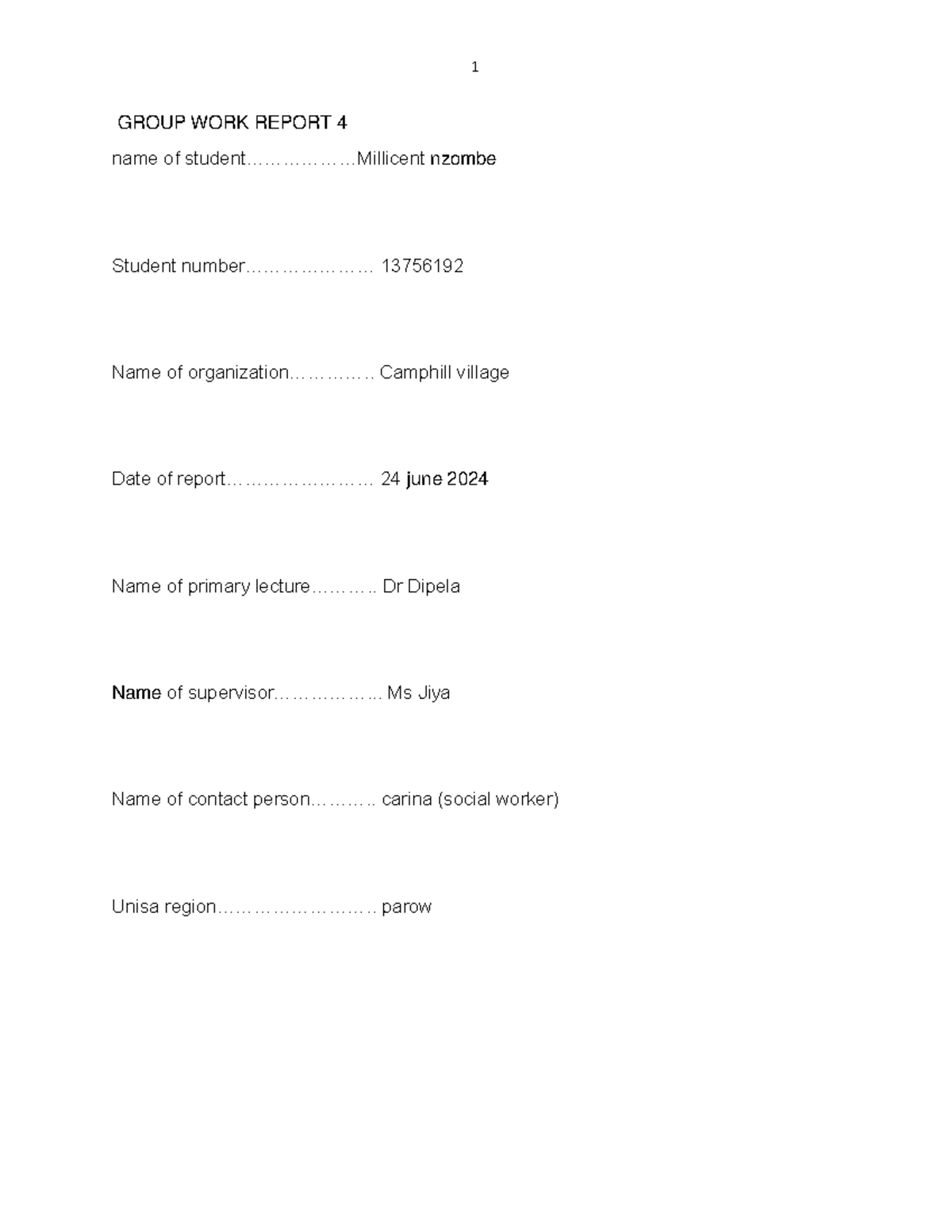 Group Work Report 4: Bullying Educational Group Session Insights - Studocu