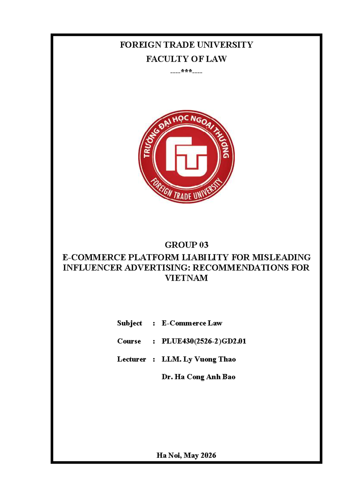 PLTMĐT-TIỂU-LUẬN - Platform Liability in Influencer Advertising ...