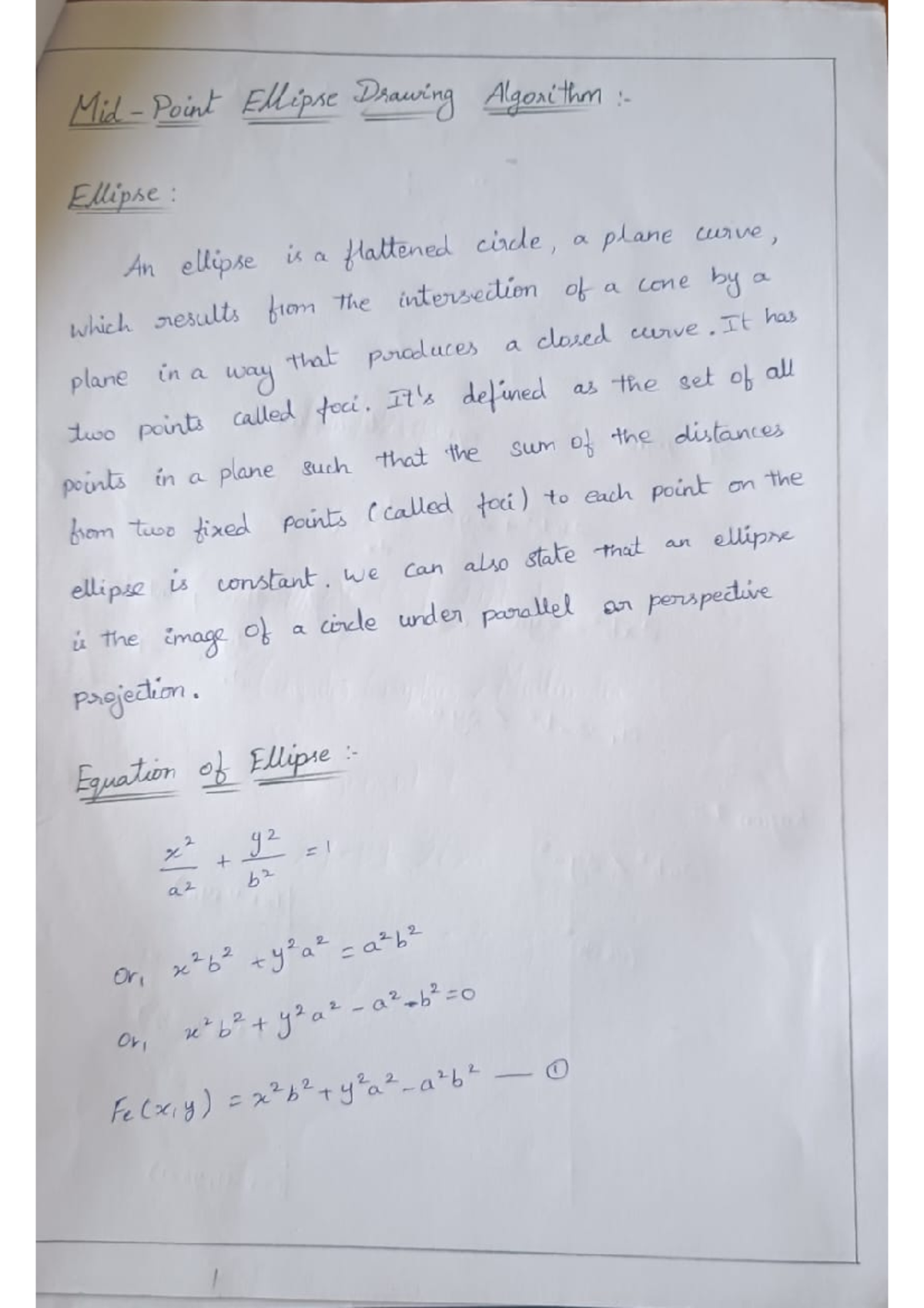 CG Assignment - Drawing and Analyzing Ellipses - Studocu