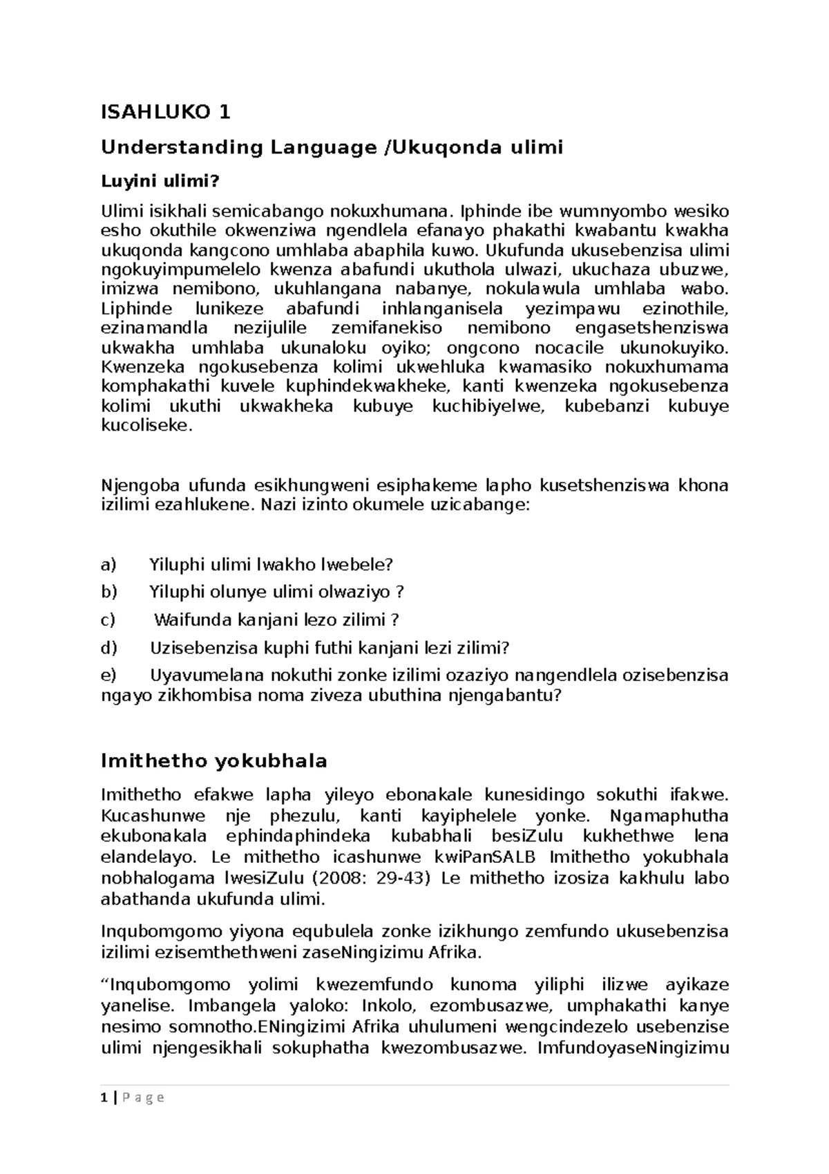 Izigaba Zamabizo ( Ziyaqhathaniswa) - IZIGABA ZAMABIZO ...