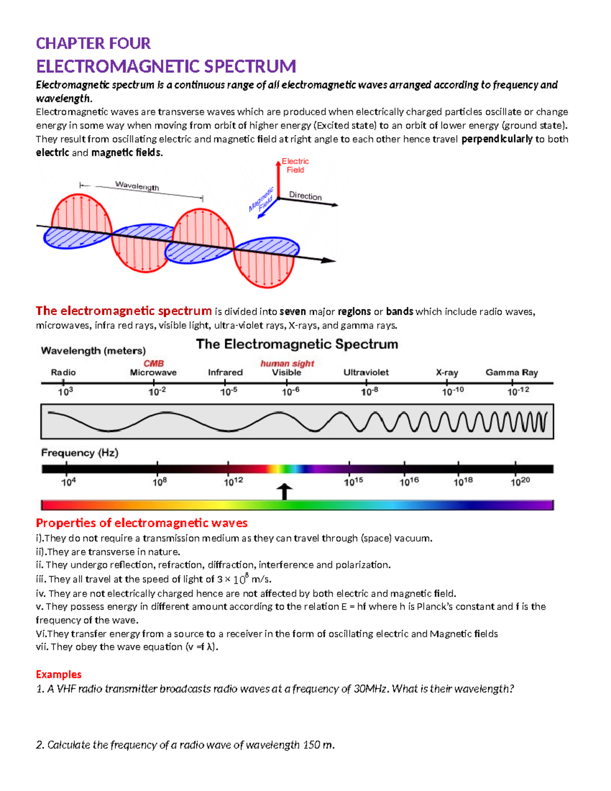 CHAPTER 4: ELECTROMAGNETIC SPECTRUM AND ITS APPLICATIONS - Studocu