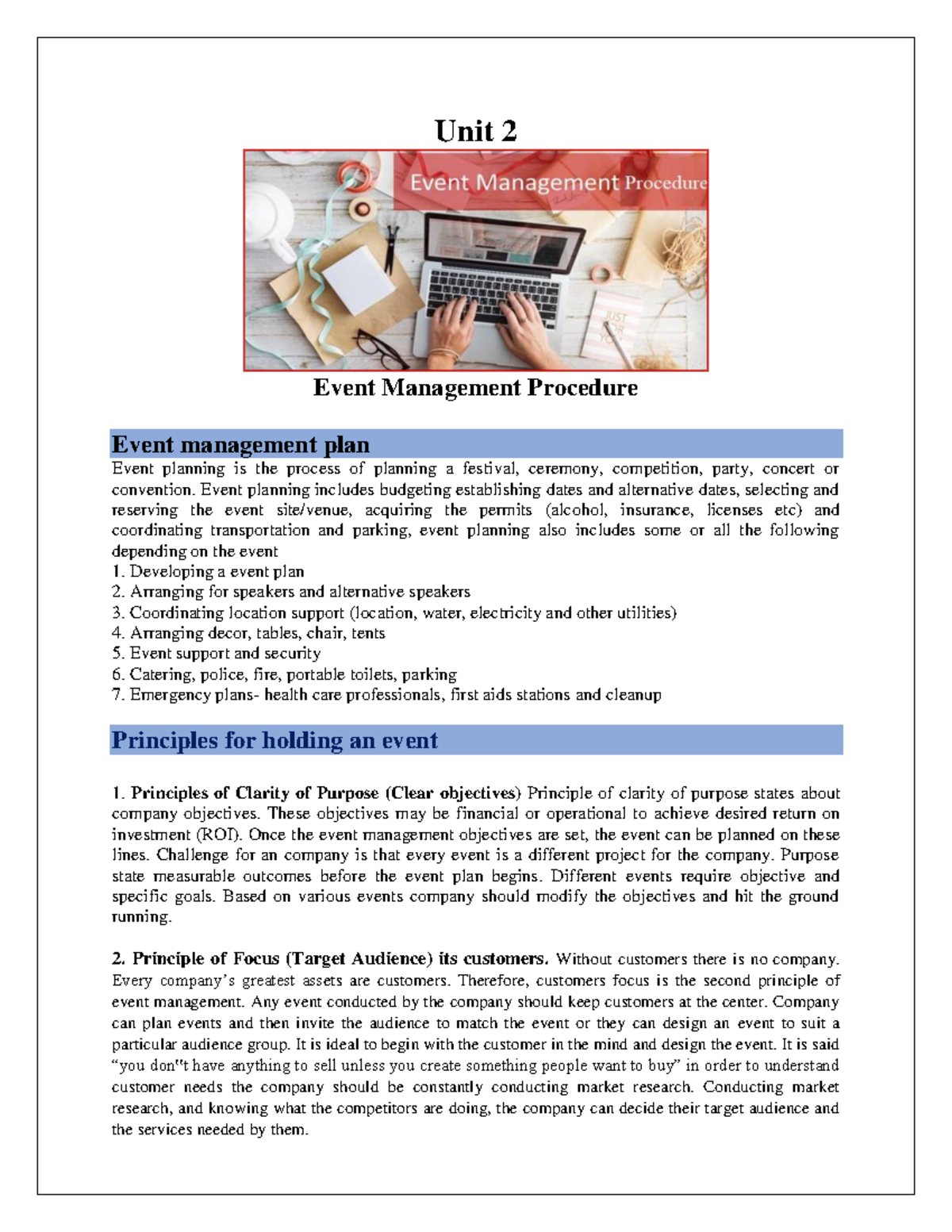 Event Management Procedures - Chapter 2 Insights - Studocu