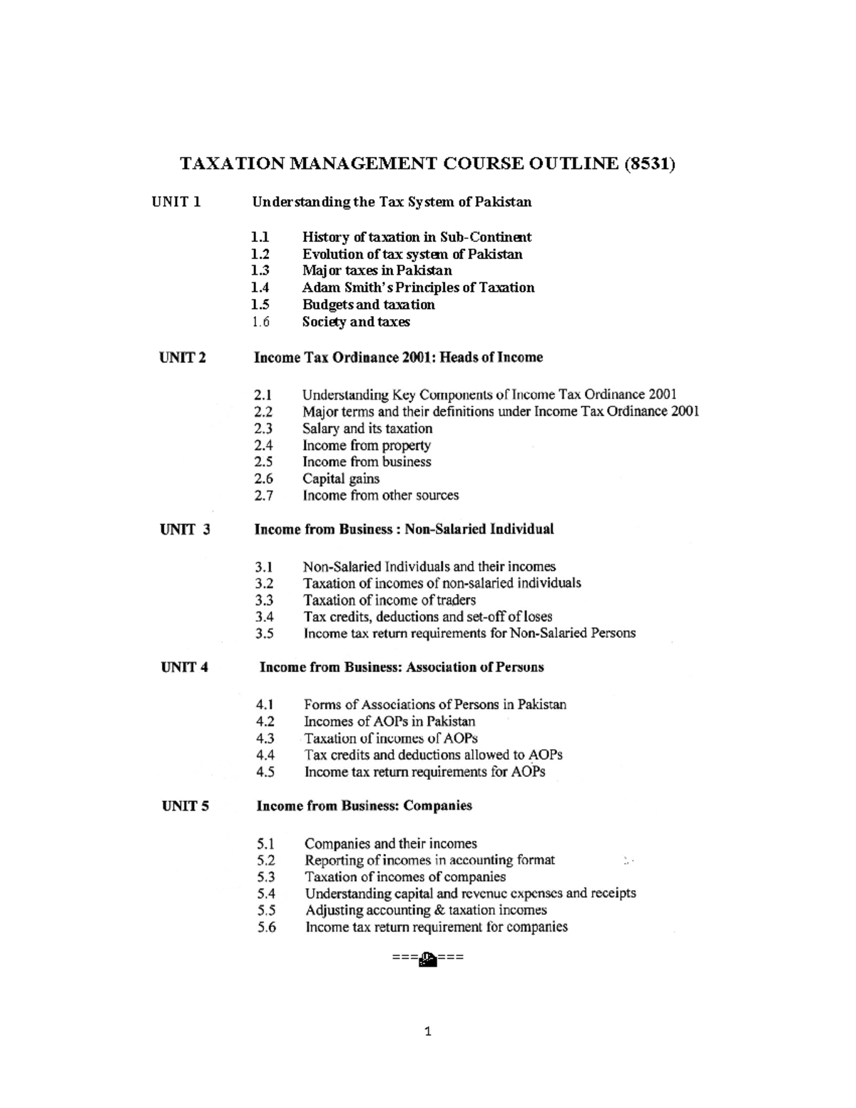 8531 (Taxation Management) - Business taxation - TAXATION MANAGEMENT ...