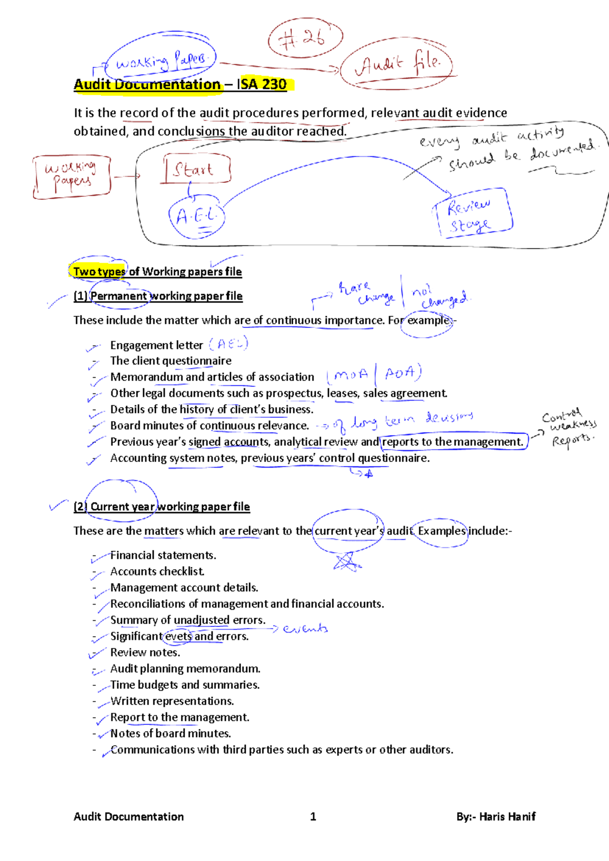 26) ISA 230 Audit Documentation: Working Papers Overview - Studocu