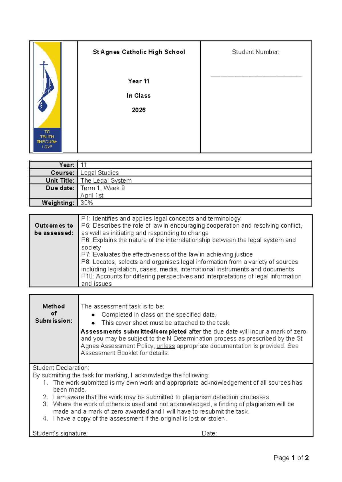 Year 11 Legal Studies Assessment Task - The Legal System - Studocu