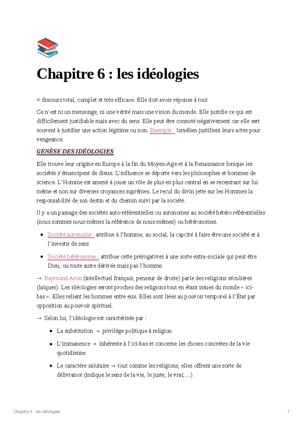 Chapitre 6 : Les Idéologies - Notes de Cours (GENÈSE DES IDÉOLOGIES ...