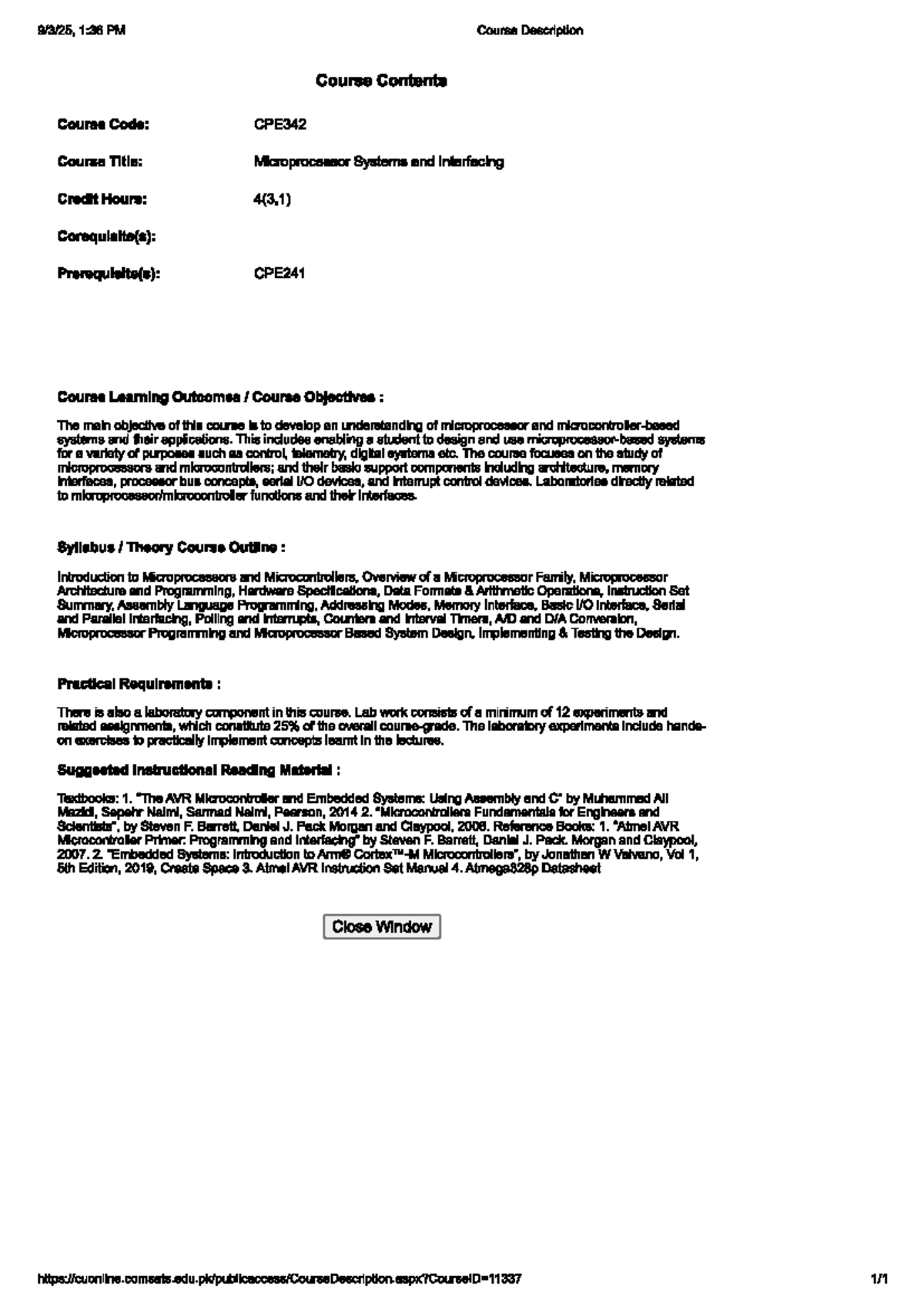 CPE342 Microprocessor Systems & Interfacing Course Overview - Studocu