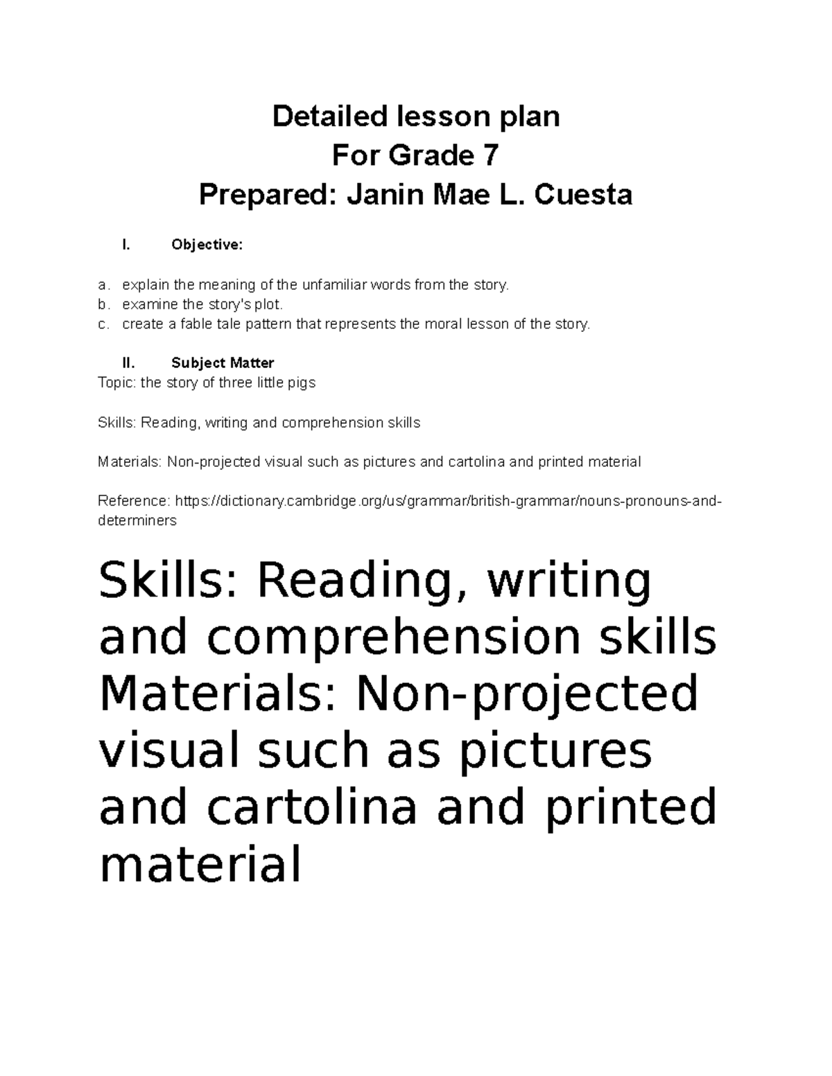 Storytelling Approach: Detailed Lesson Plan for Grade 7 DLP - Studocu