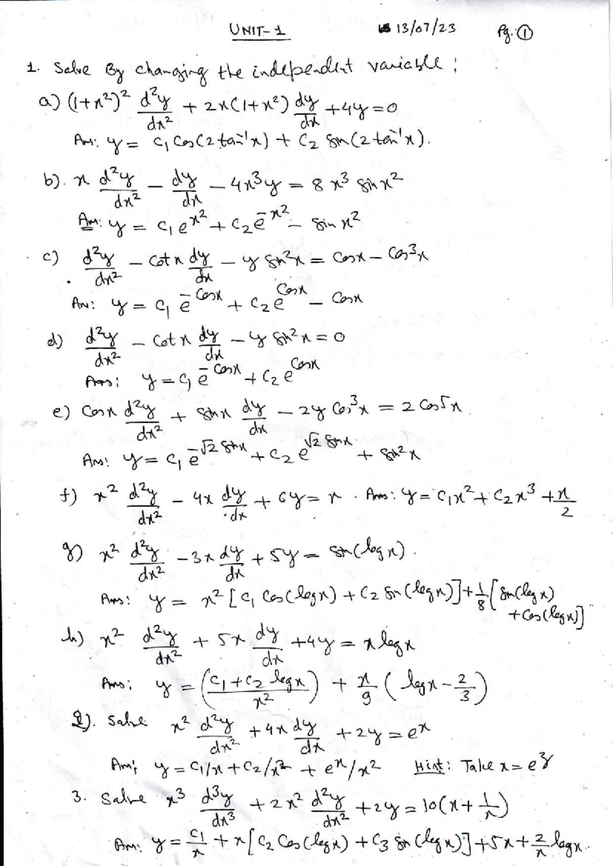 BAS203 B.Tech II Sem Combined Unit Practice Questions and Solutions ...