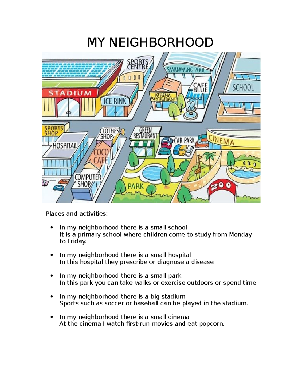 Neighborhood Project: Exploring My Local Amenities and Activities - Studocu