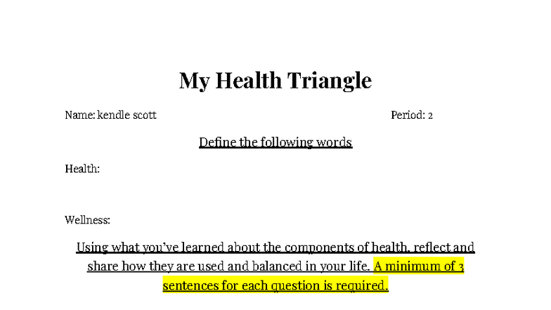 My Health Triangle Worksheet: Balancing Physical, Mental & Emotional ...