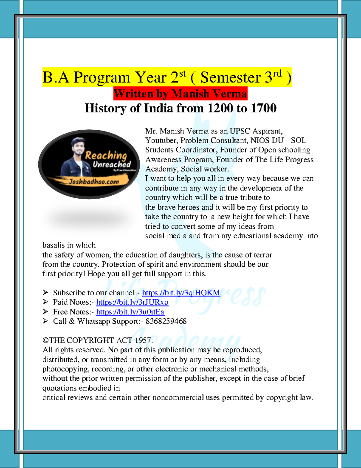 History Notes for 3rd Semester (B Program) - Key Concepts and Questions ...