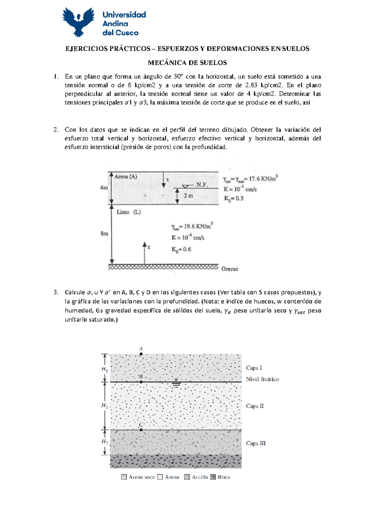 Ejercicios Prácticos: Esfuerzos y Deformaciones en Suelos (Mecánica) - Studocu
