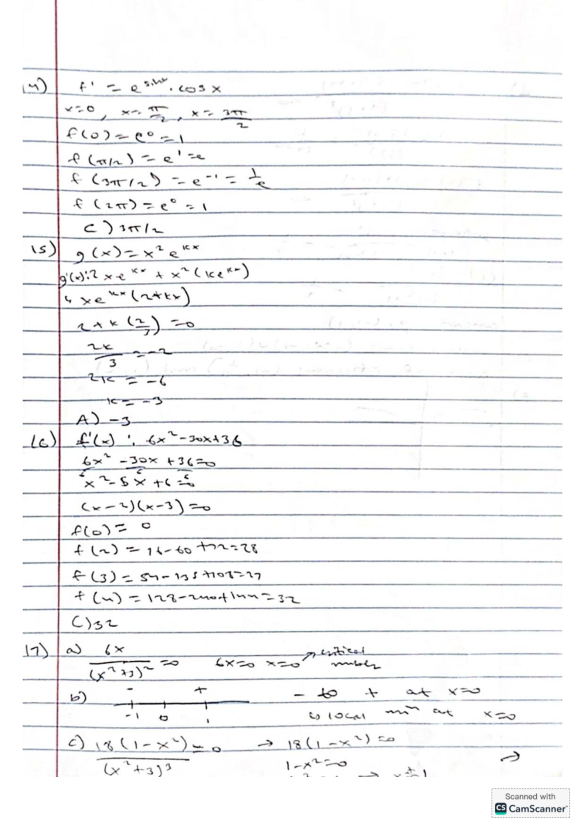 Calculus HW: Critical Points and Local Extrema Analysis - Studocu