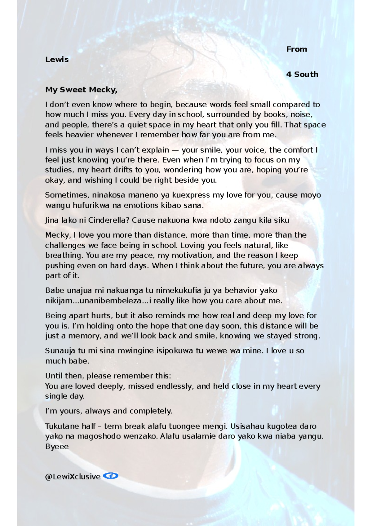 Love Letter to Mecky: Distance Can't Dim My Feelings - Studocu