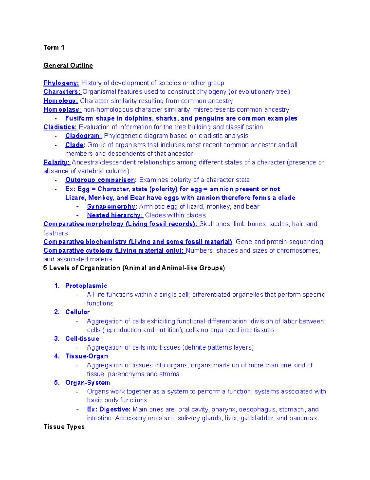 Term 1 2030 - Overview of Eukaryotic Organisms and Phylogeny - Studocu
