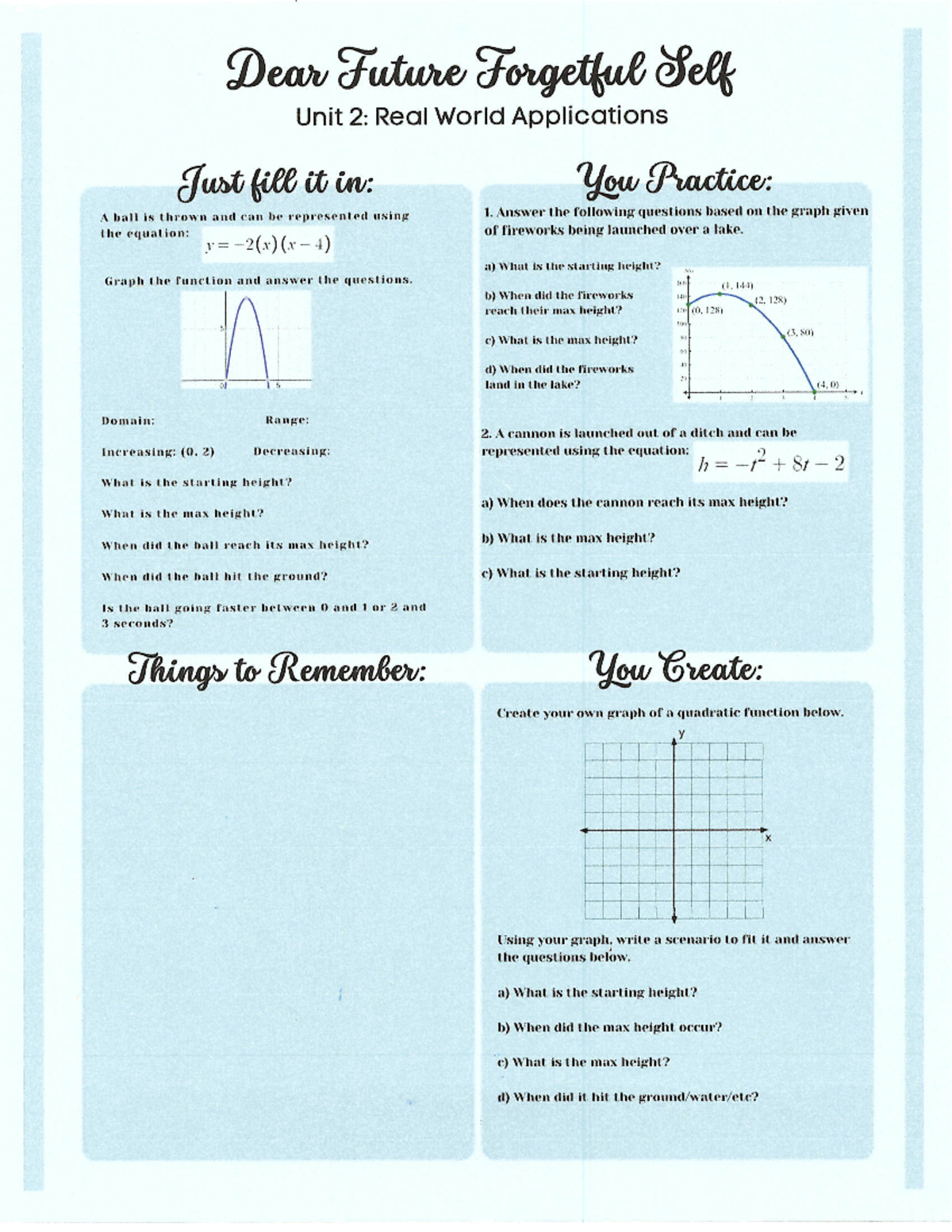Unit 2 Notes Real World Applications - Dear Future Forgetful Self Unit ...