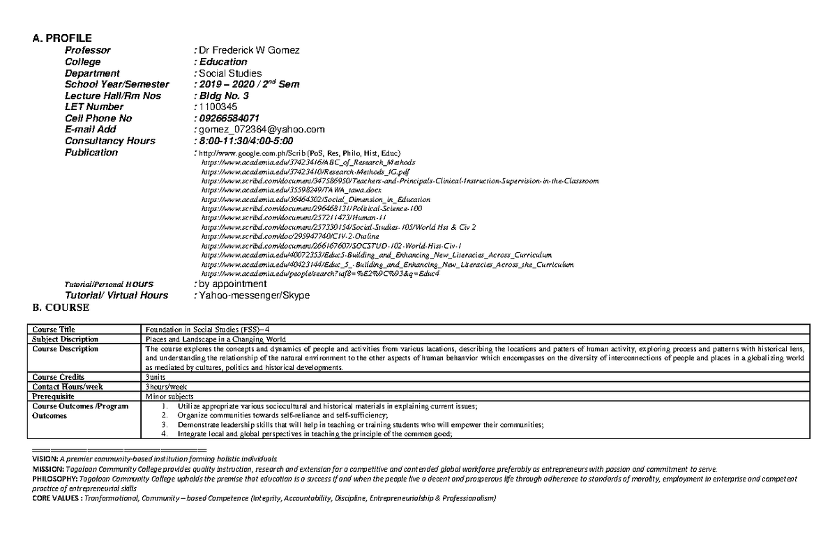 FSS 3: Places & Landscape in a Changing World - Course Insights and ...