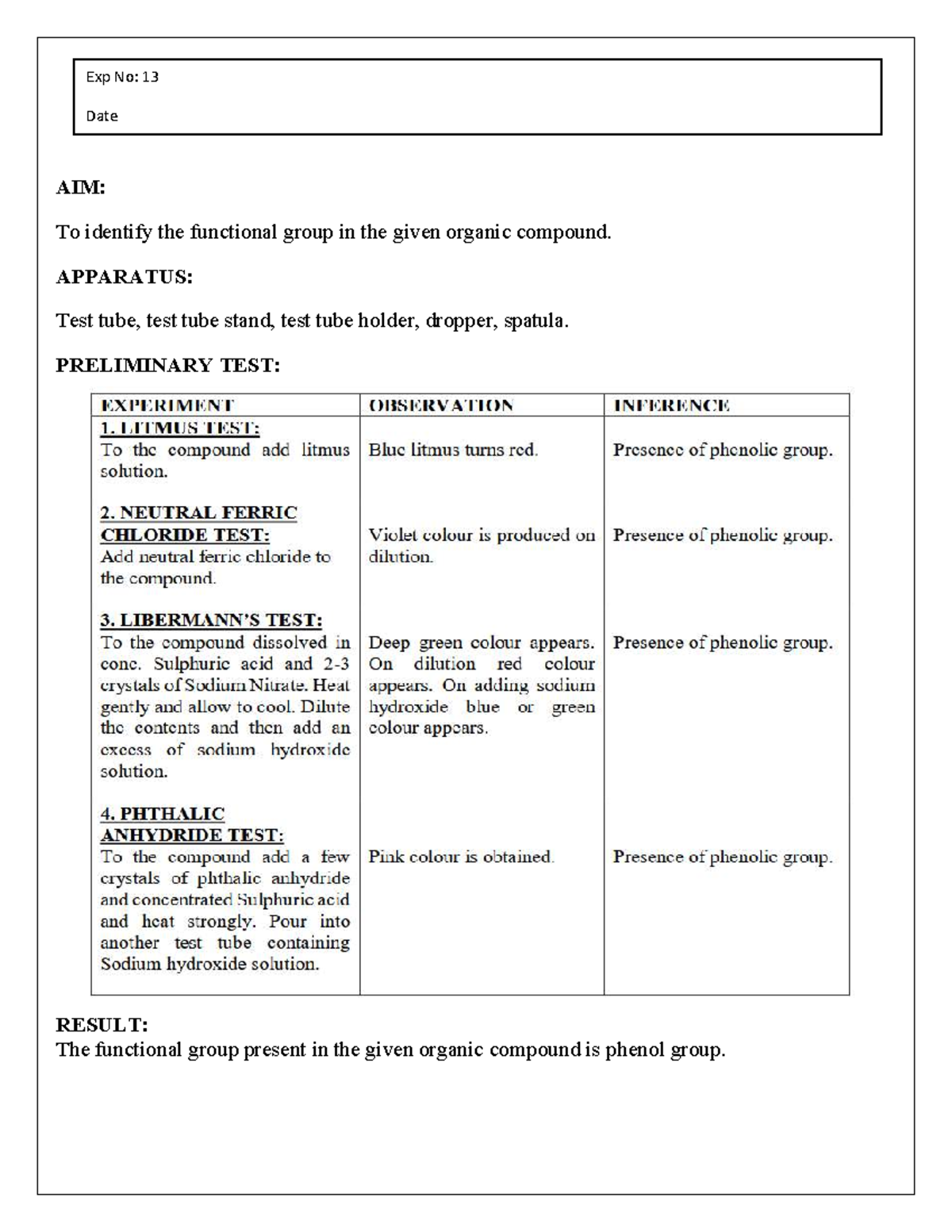 SET-3 LAB Manual - Organic Compound Functional Group Tests - Studocu