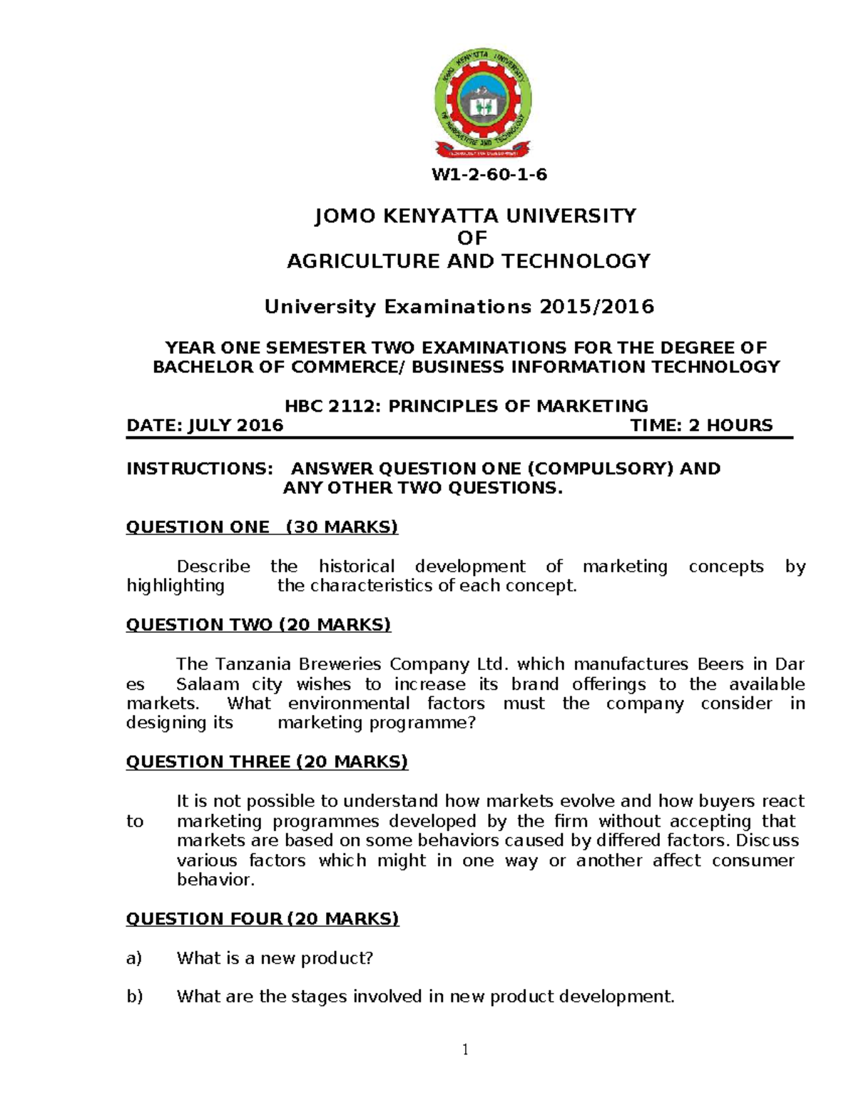 HBC 2112 Final Exam: Principles of Marketing Overview - Studocu