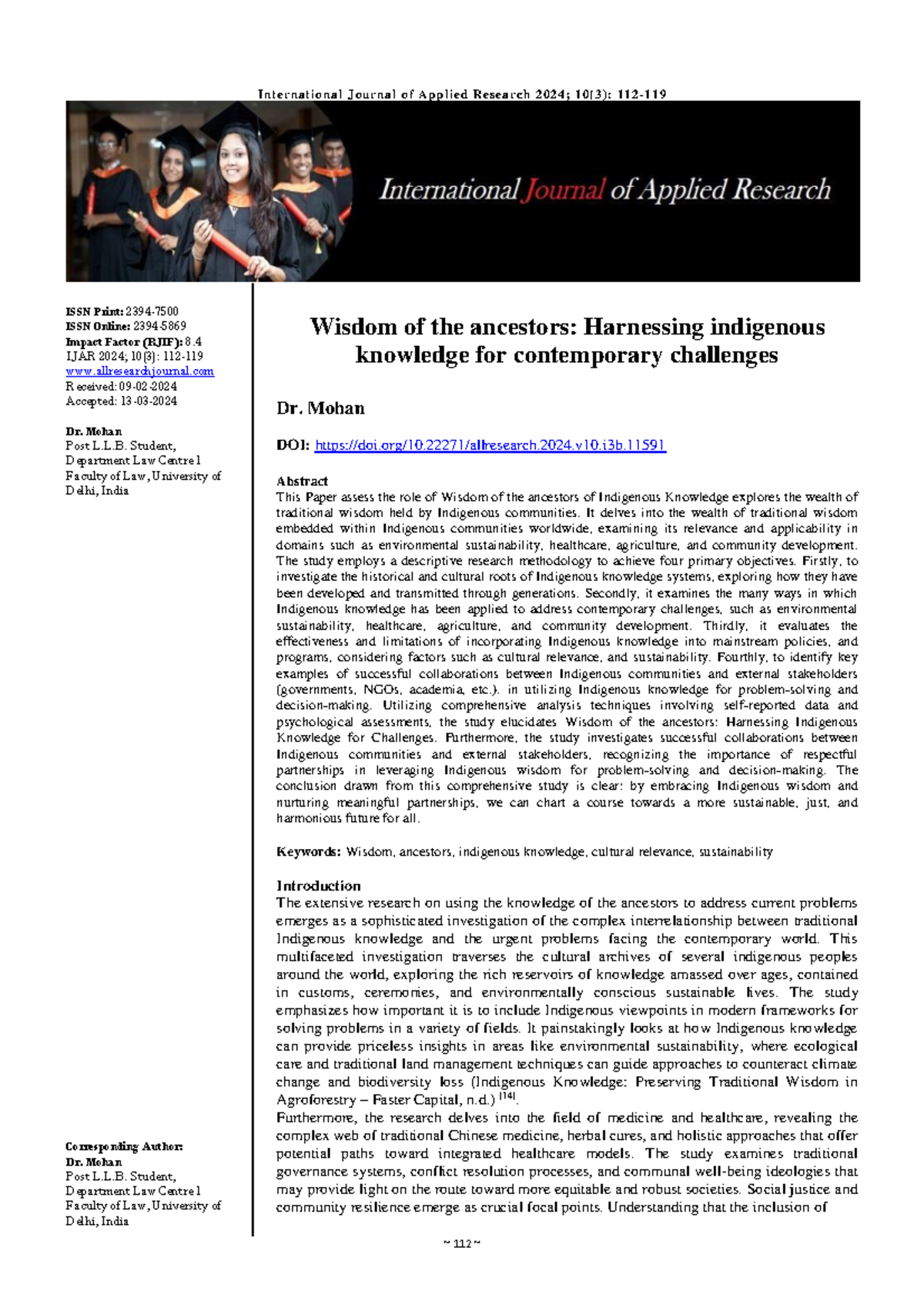 Harnessing Indigenous Knowledge for Contemporary Challenges: A Study ...
