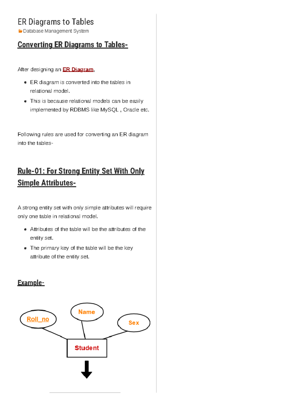 ER Diagrams to Tables Conversion Rules and Practice (DBMS) - Studocu