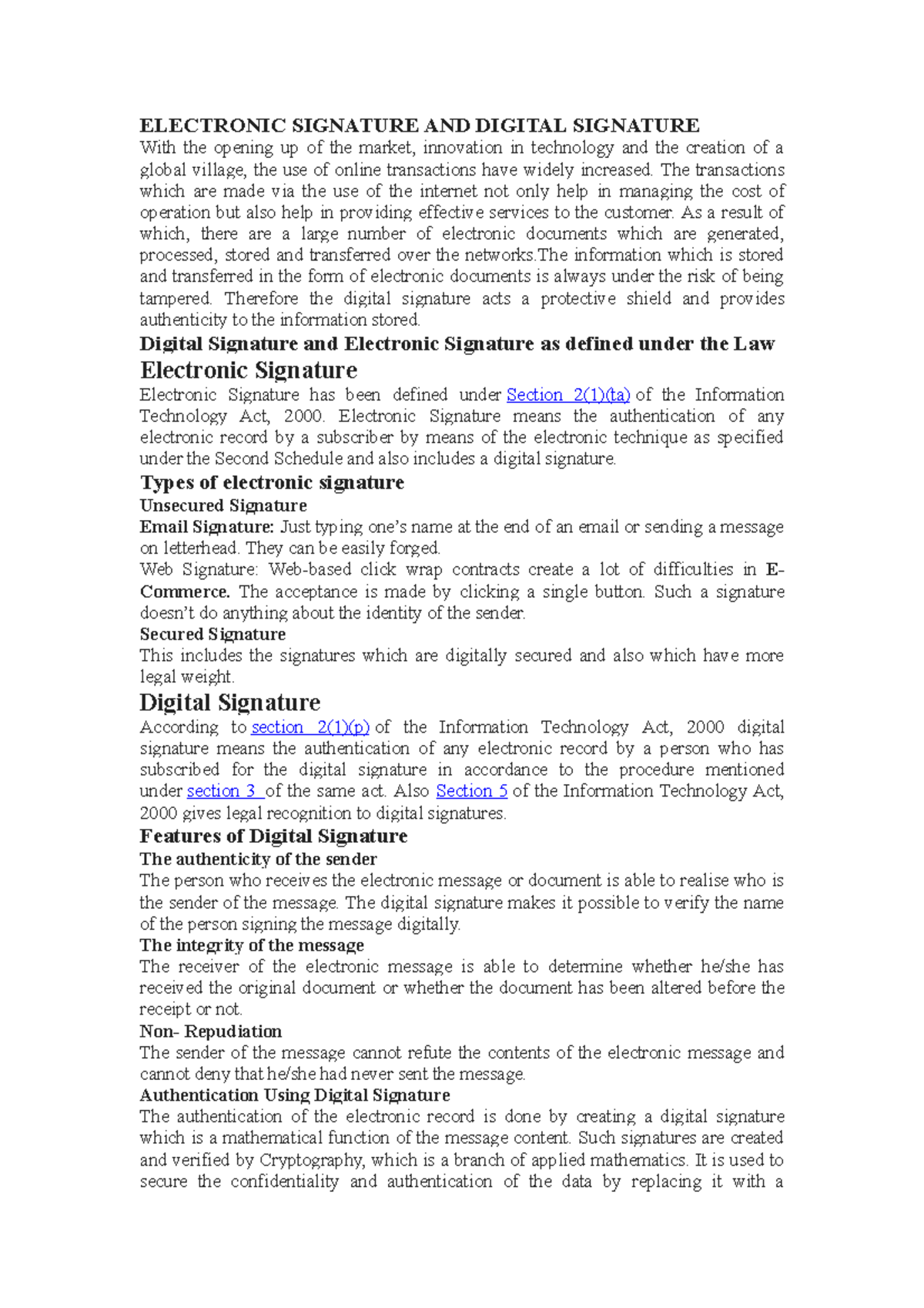 Electronic Signature AND Digital Signature - ELECTRONIC SIGNATURE AND ...