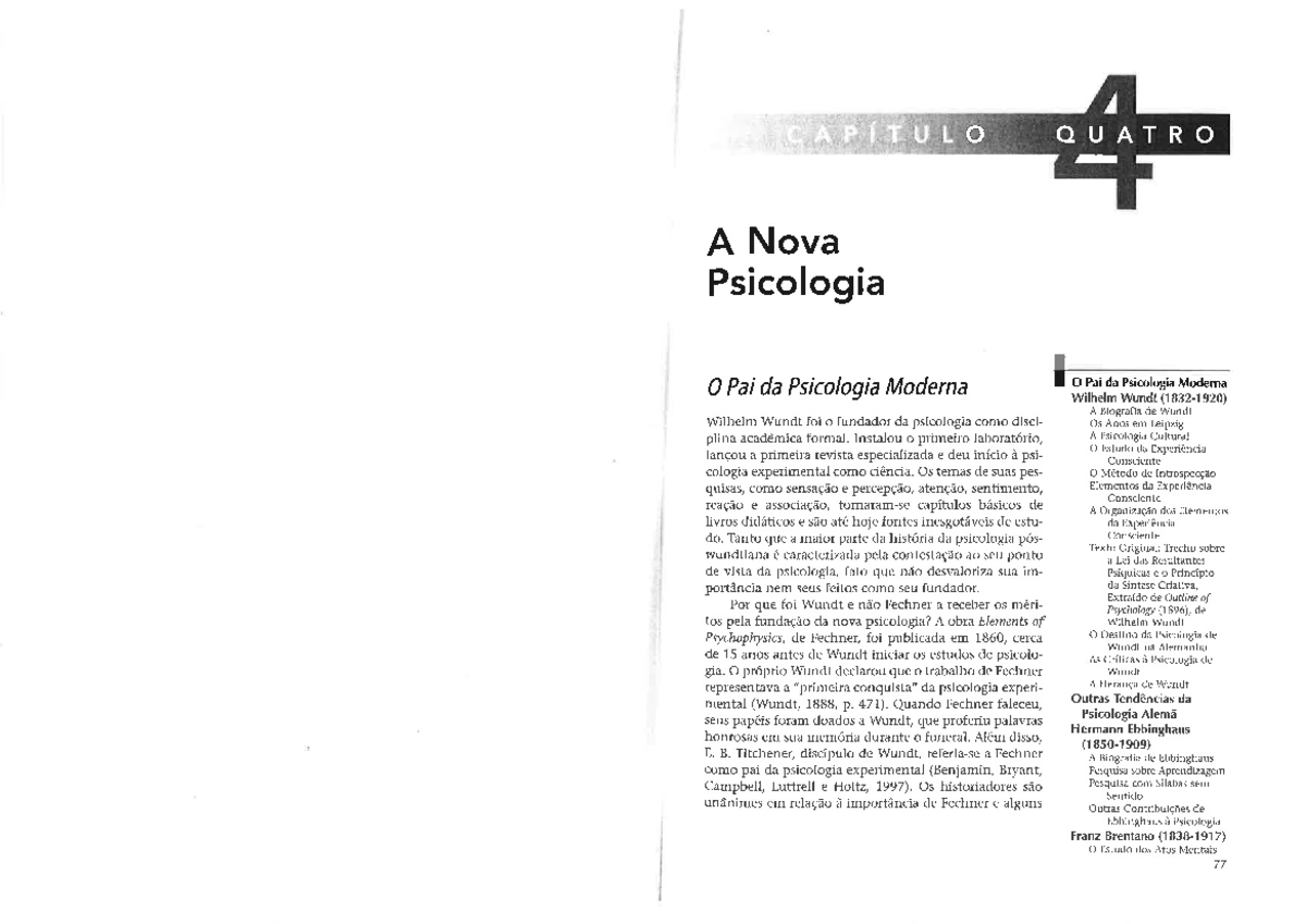 CAPÍTULO 4: A Nova Psicologia - Wilhelm Wundt e Ebbinghaus (Schultz ...