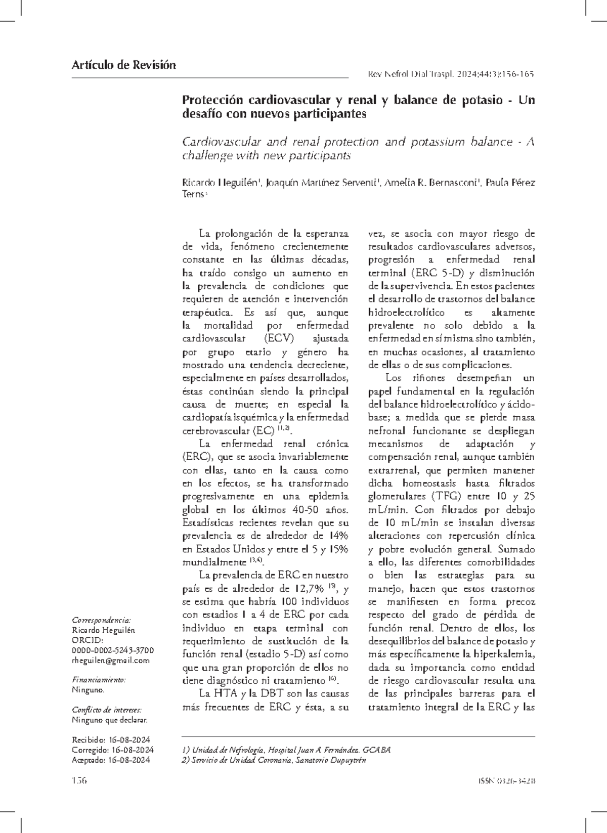 Proteccion Cardiovascular Y Renal Y Balance De Potasio - Rev Nefrol ...