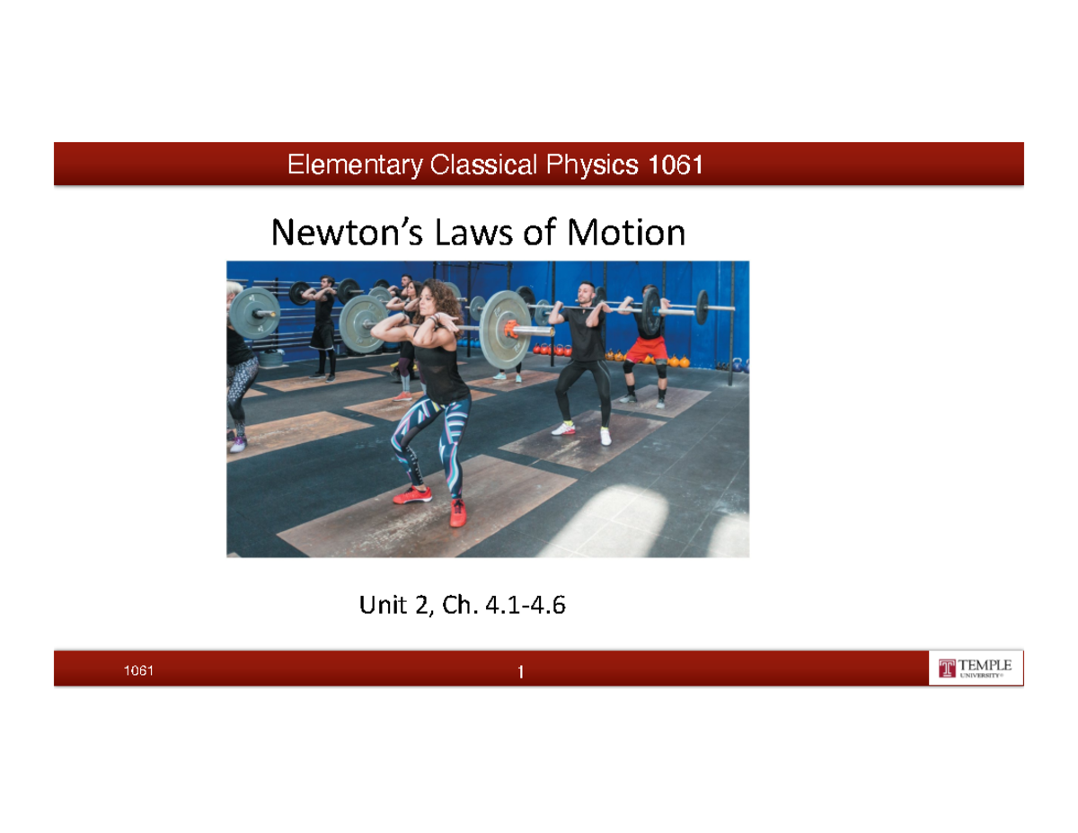 Newton’s Laws of Motion: Examining Forces and Acceleration in 1061 - Elementary Classical ...