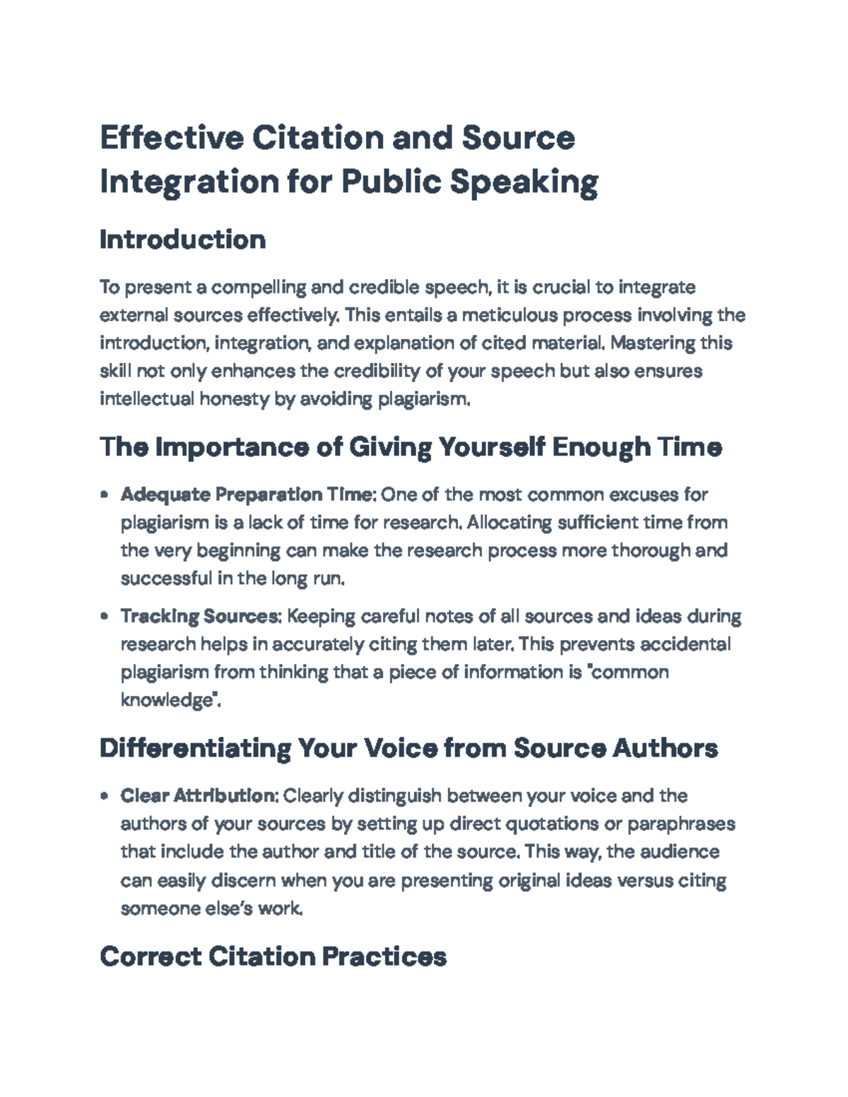 Effective Citation Practices for Public Speaking: Avoiding Plagiarism ...