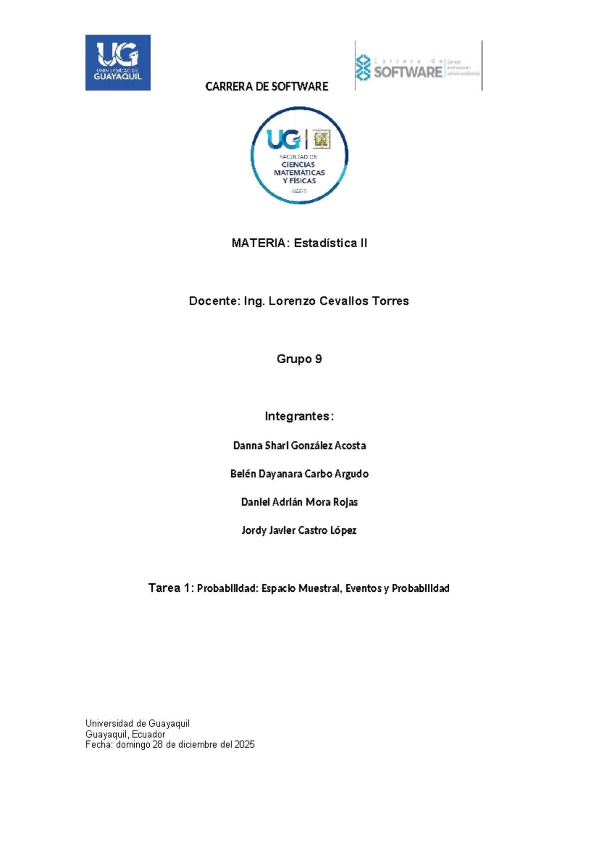 Tarea 1: Probabilidad, Espacio Muestral y Eventos - Estadística II ...