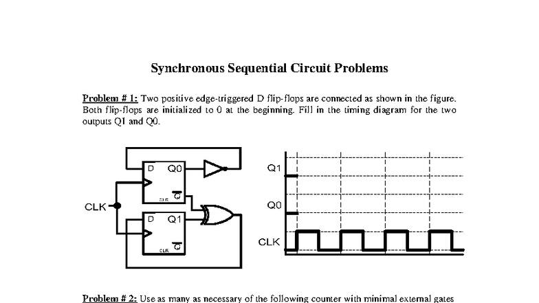 Synchronous Sequential Circuit Problems - Practice Questions (EE 101 ...
