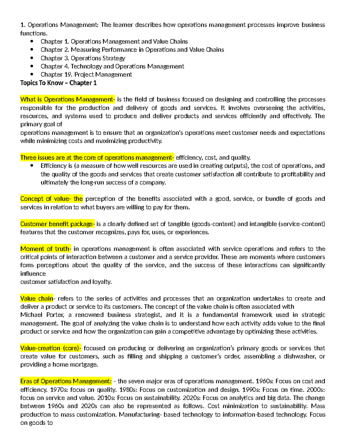 Operations Management Study Guide for OA: Key Concepts and Strategies ...