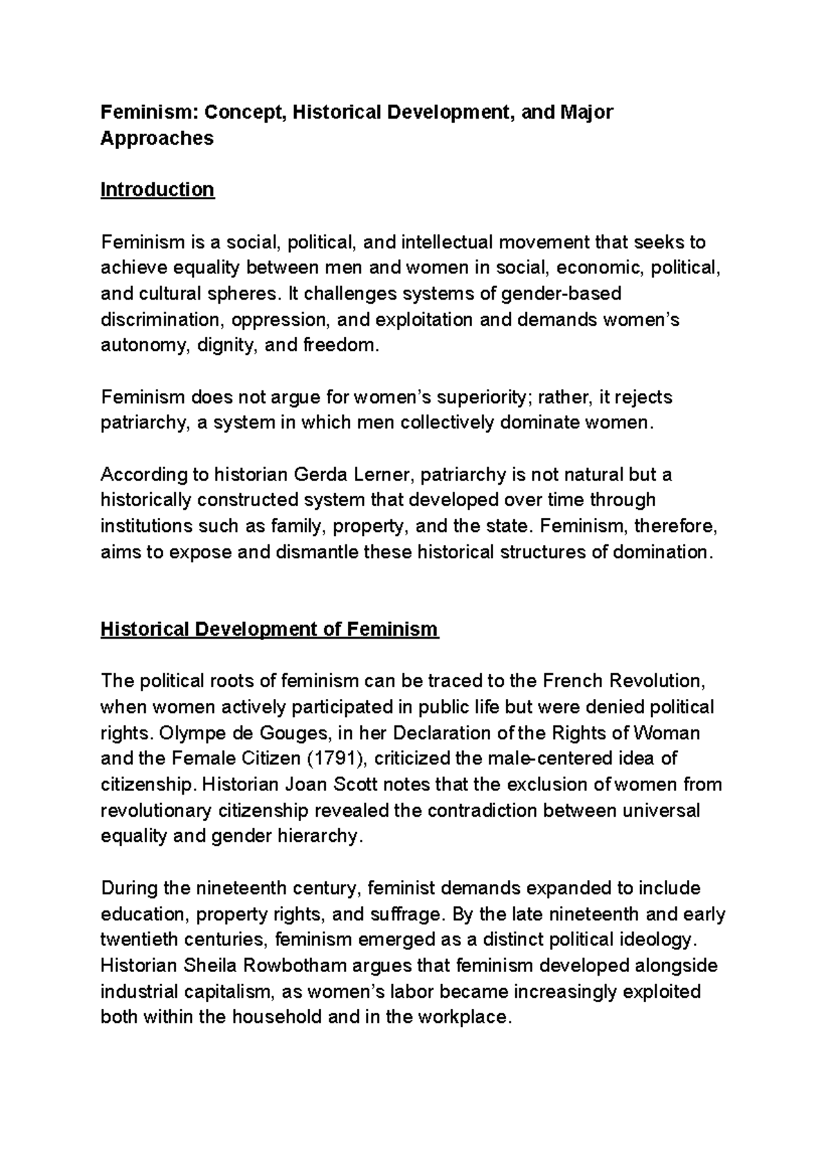 Feminism: Key Concepts, Historical Evolution, and Major Approaches ...