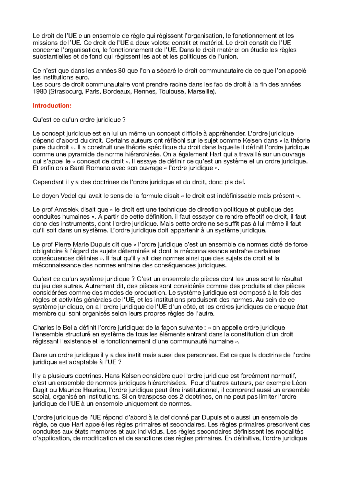 Droit européen l2 CM - Cours - Le droit de l’UE c un ensemble de règle ...
