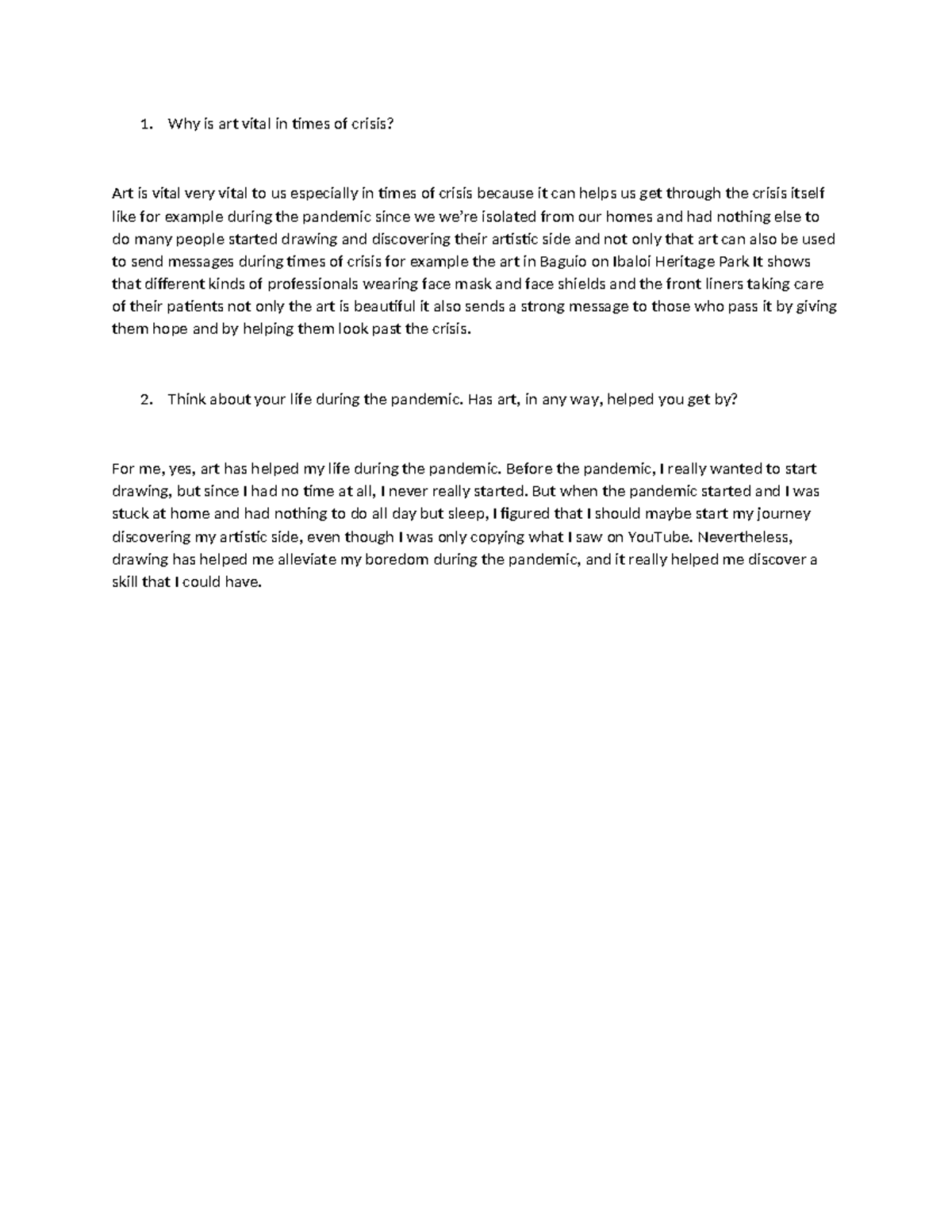 UNIT 1 Reflections - Unit 1 Reflection for Art appreciation - Why is ...