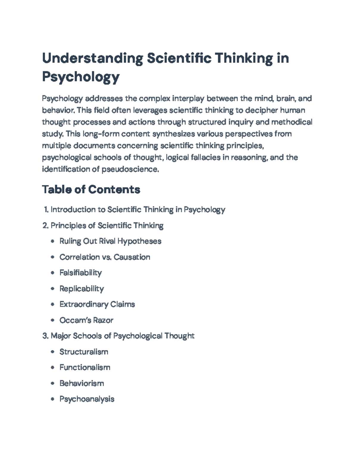 Understanding Scientific Thinking in Psychology: Principles & Schools ...