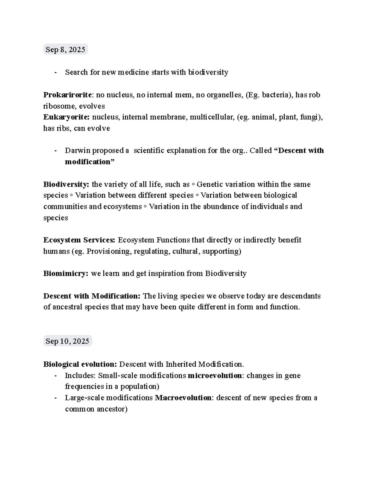 BIOL 1204-001: Biodiversity and Evolution Notes - Studocu
