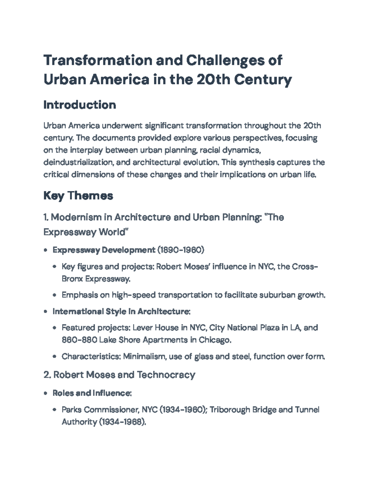 Transformations and Challenges of Urban America in the 20th Century ...