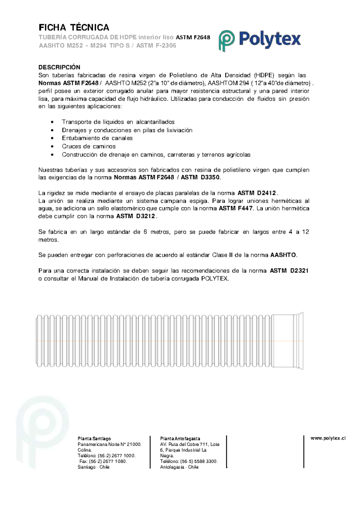 Ficha Tecnica Tuberia Aashto Rv - TUBERÍA CORRUGADA DE HDPE interior ...