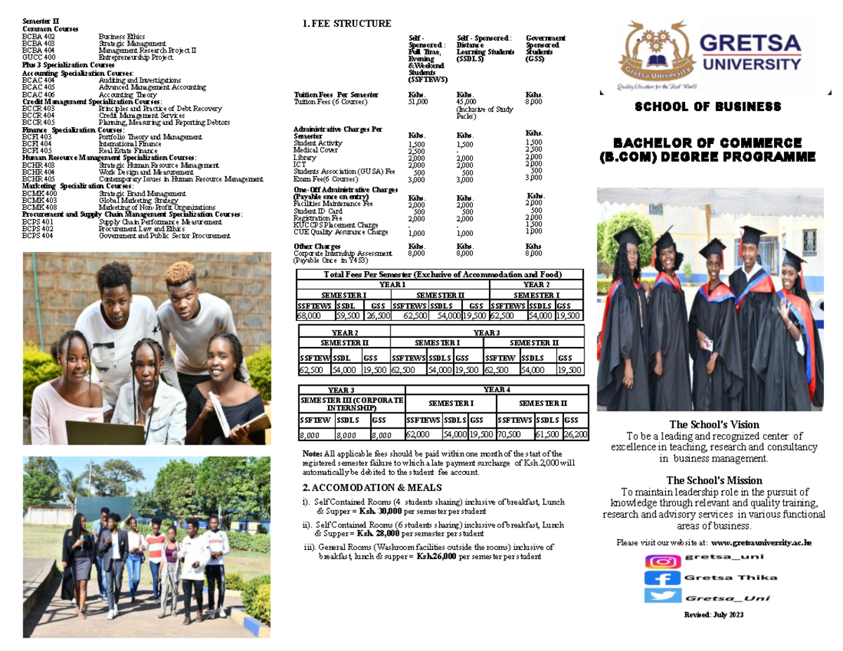 B.Com Degree Programme Fee Structure & Common Courses Overview - Studocu