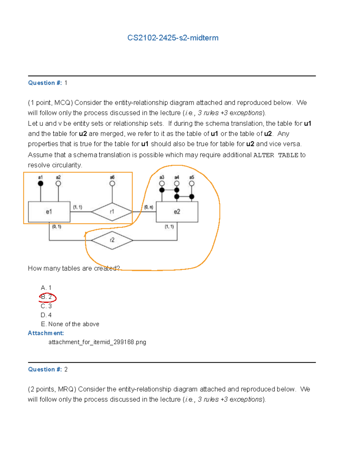 CS2102 2425 S2 Midterm Exam Questions and Answers - Studocu