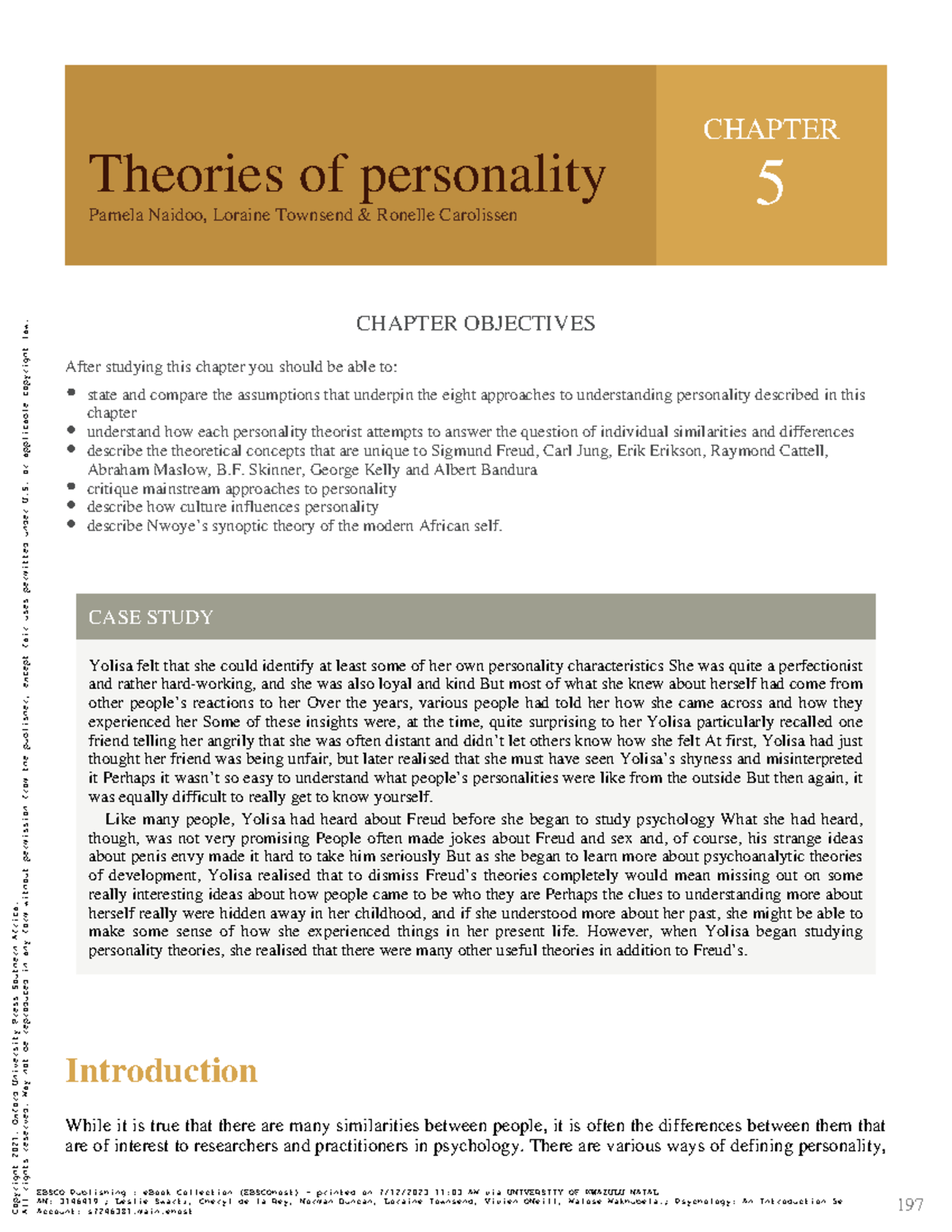 Chapter 5: Comprehensive Overview of Theories of Personality (PSY 101 ...