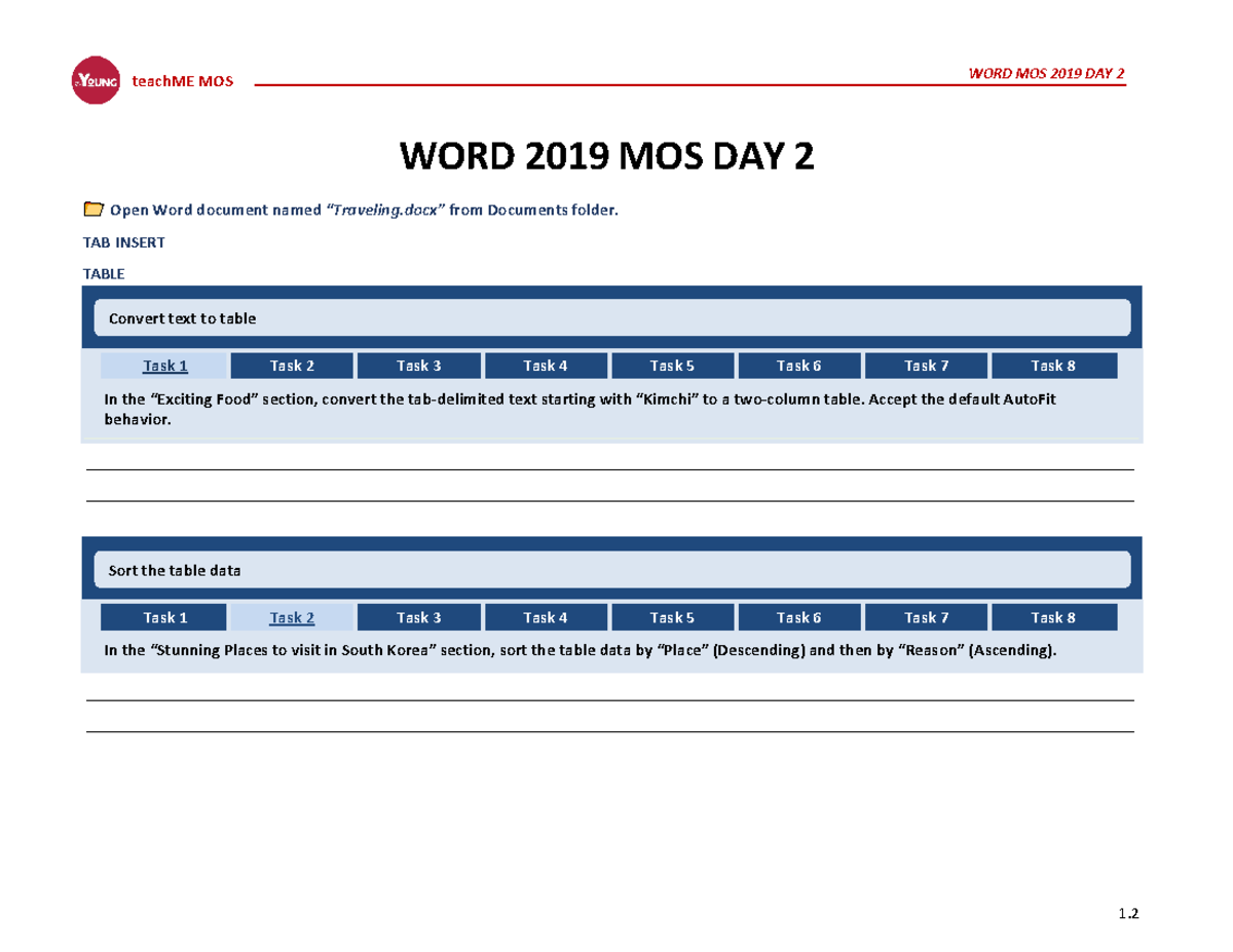 DAY 2 - aaaaaaaaaaaaaaaaaa - 1. 2 teachME MOS WORD MOS 2019 DAY 2 WORD ...
