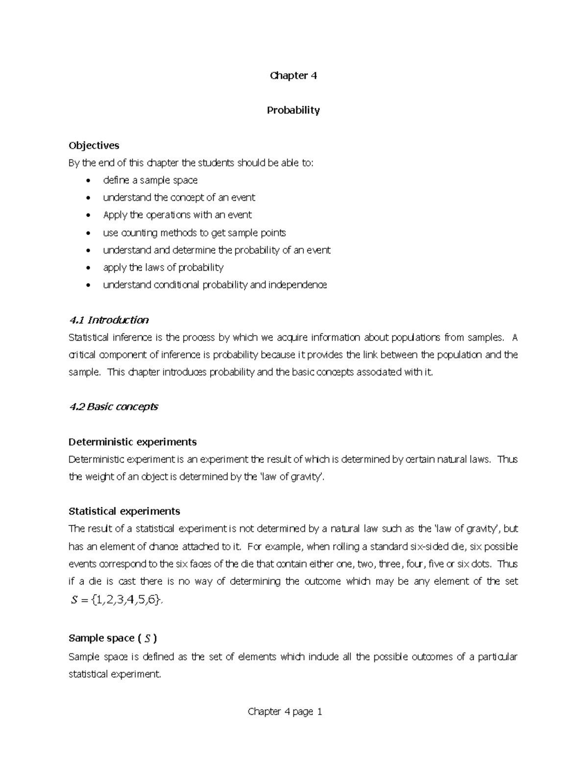 Chapter 4: Probability Concepts and Objectives for Understanding - Studocu