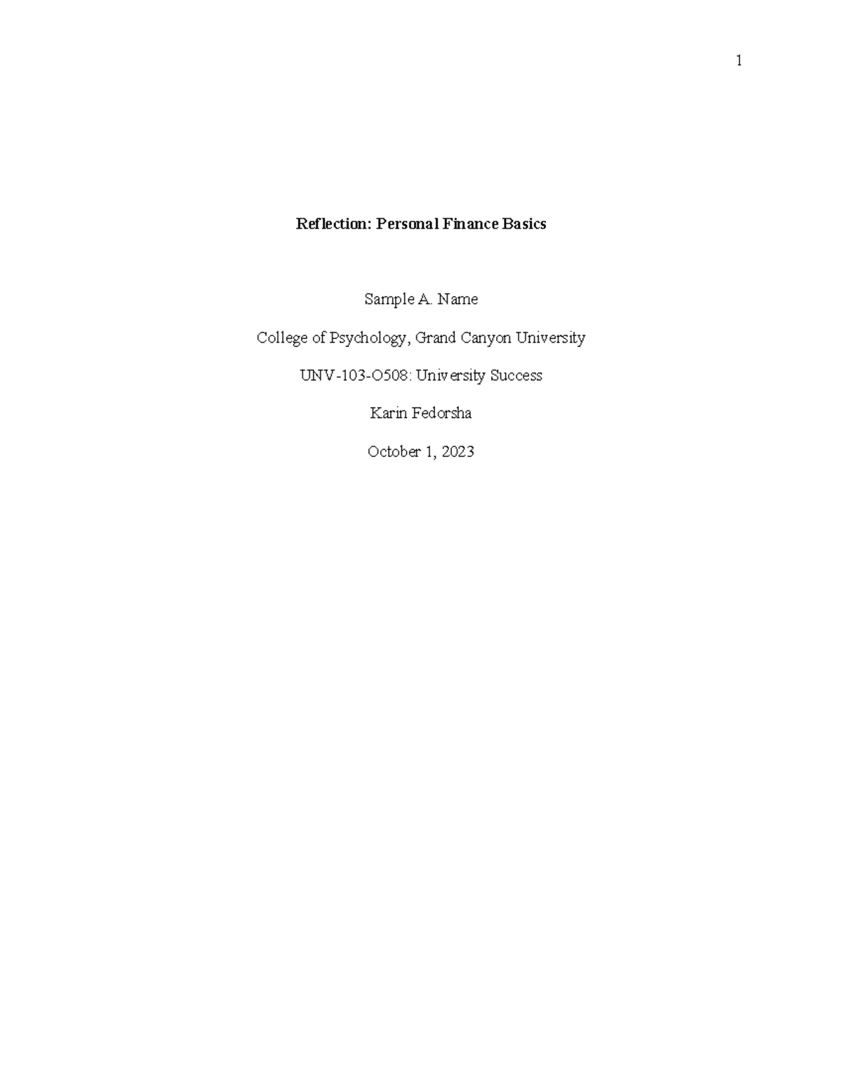 Reflection Personal Finance Basics - Reflection: Personal Finance ...